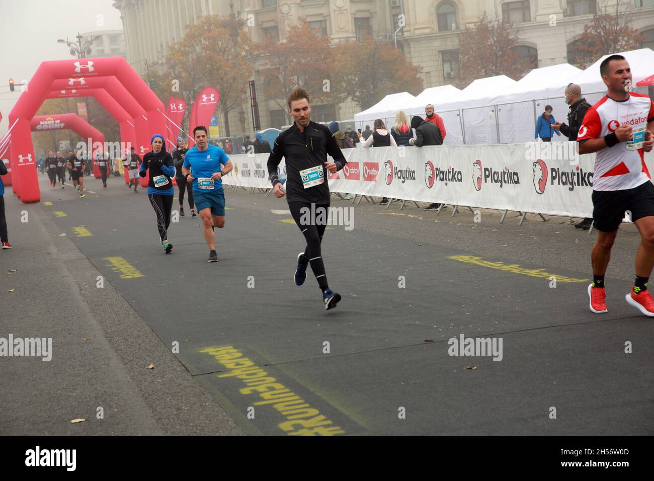 BUCHAREST, ROMANIA - October 30, 2021: Athletes are competing at the 10 ...