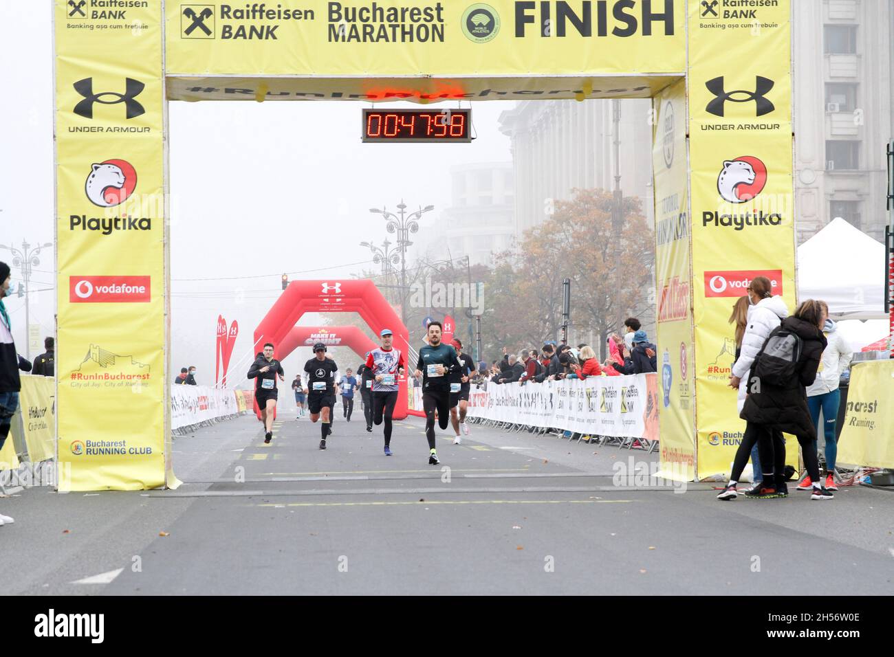 BUCHAREST, ROMANIA - October 30, 2021: Athletes are competing at the 10 ...