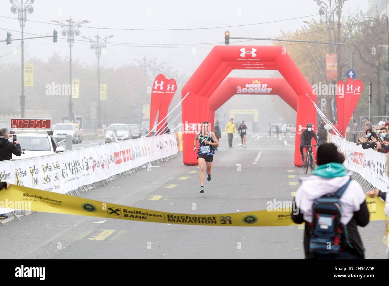 BUCHAREST, ROMANIA - October 30, 2021: Athletes are competing at the 10 ...