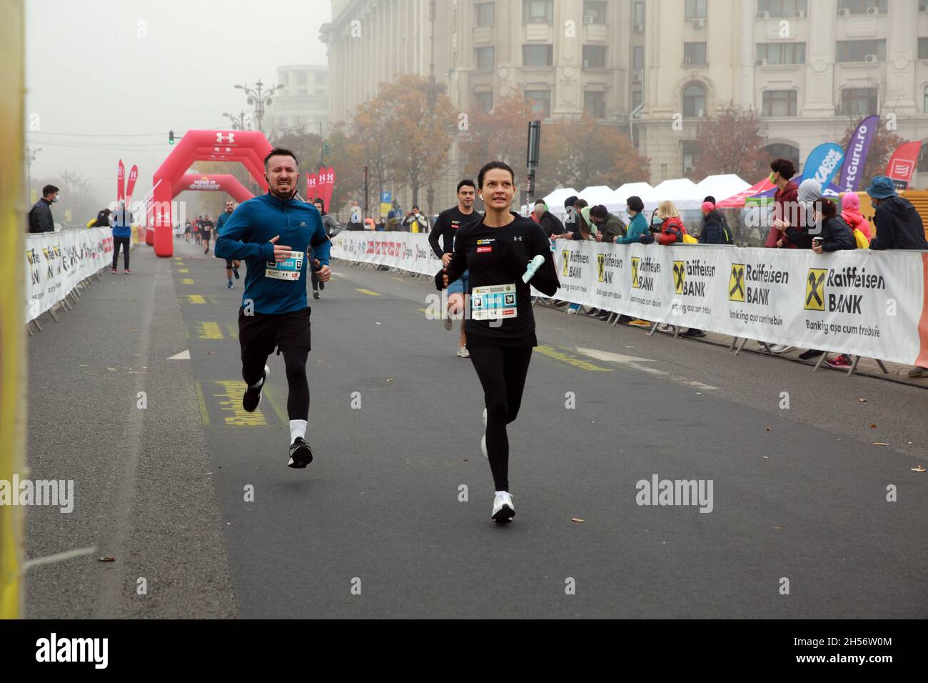 BUCHAREST, ROMANIA - October 30, 2021: Athletes are competing at the 10 ...