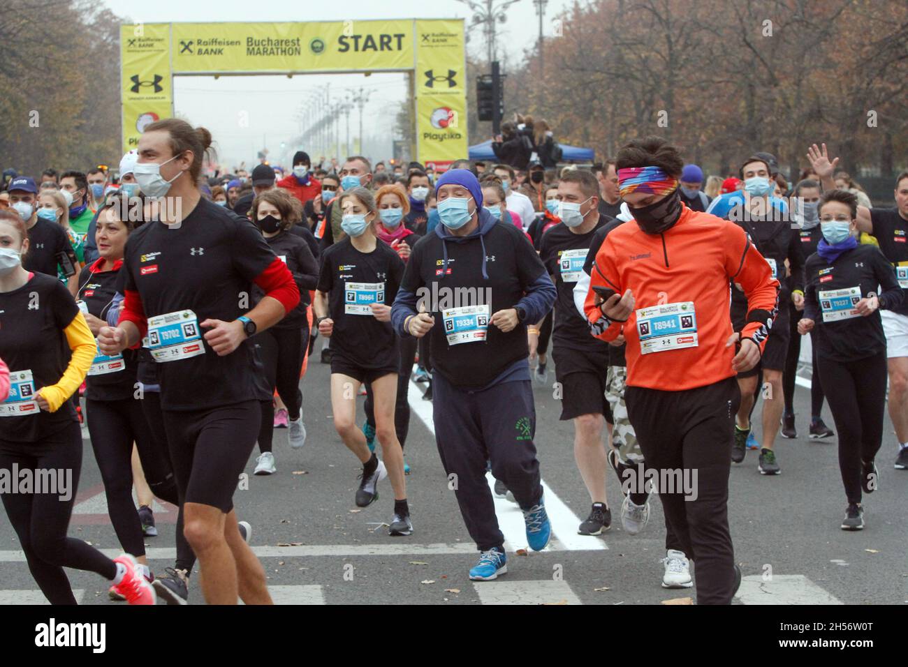 BUCHAREST, ROMANIA - October 30, 2021: Athletes are competing at the 10 ...