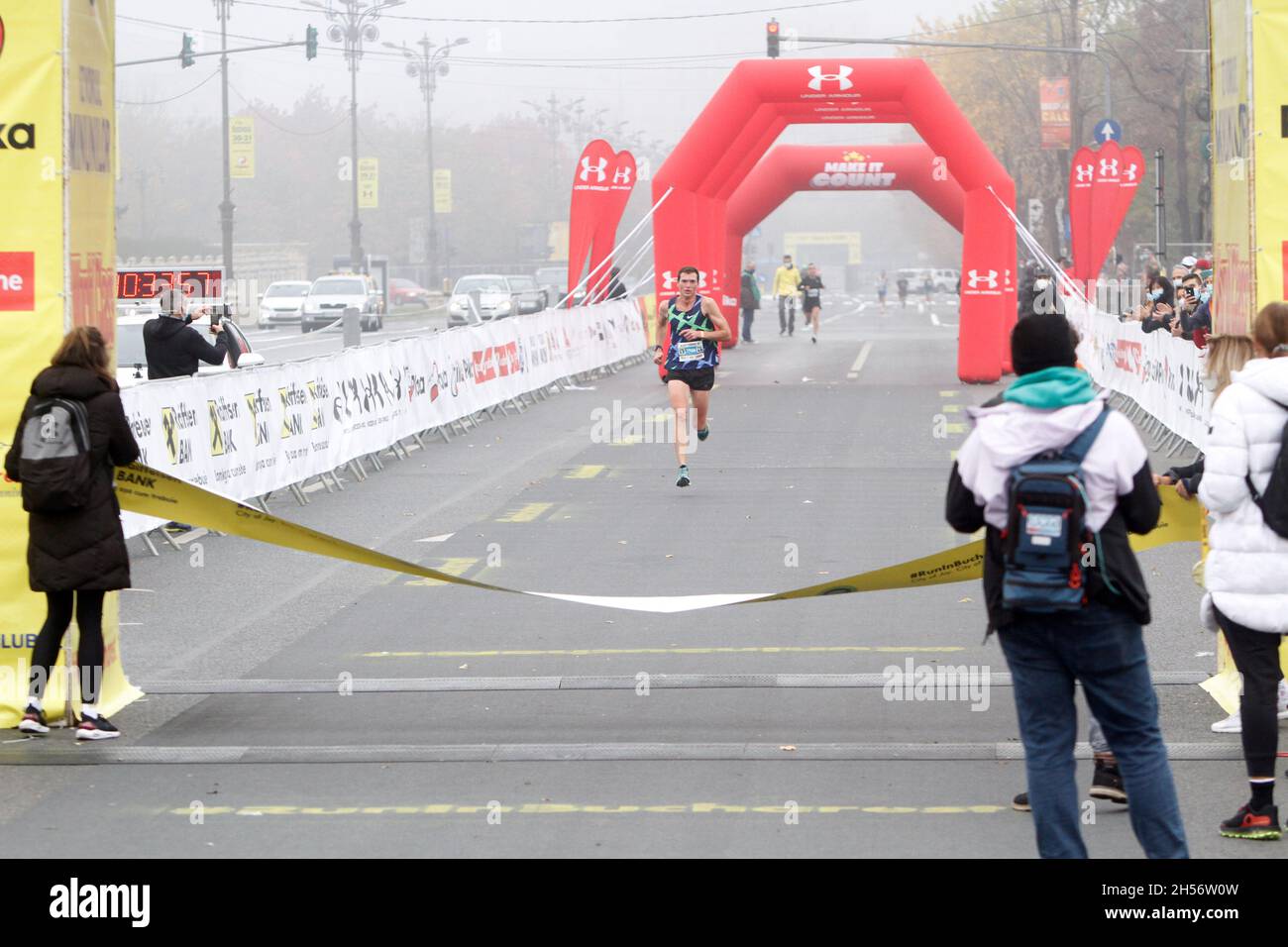 BUCHAREST, ROMANIA - October 30, 2021: Athletes are competing at the 10 ...