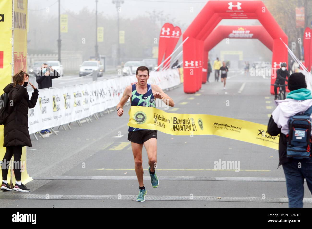 BUCHAREST, ROMANIA - October 30, 2021: Athletes are competing at the 10 ...