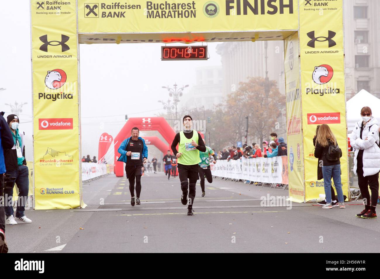 BUCHAREST, ROMANIA - October 30, 2021: Athletes are competing at the 10 ...
