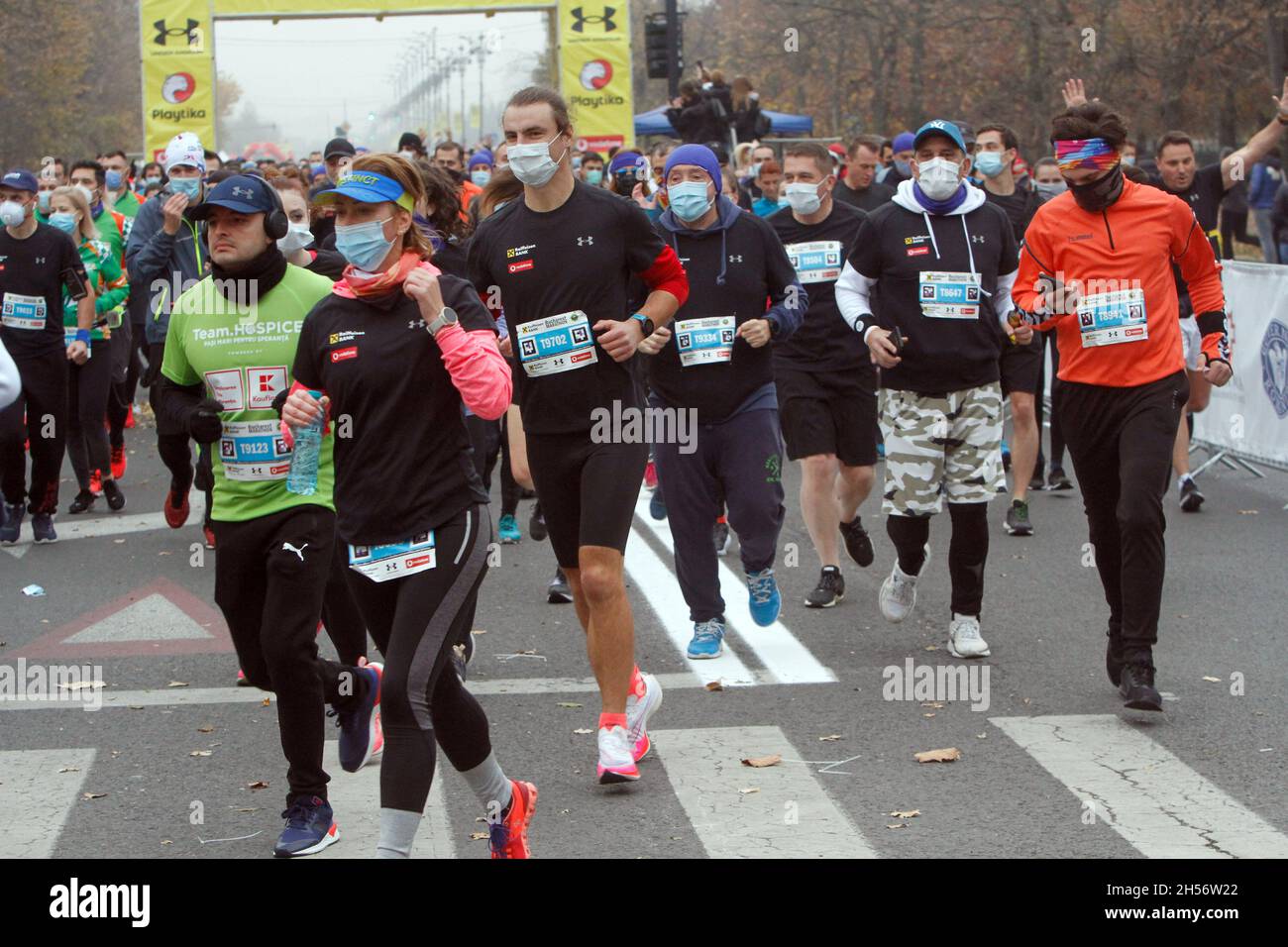 BUCHAREST, ROMANIA - October 30, 2021: Athletes are competing at the 10 ...
