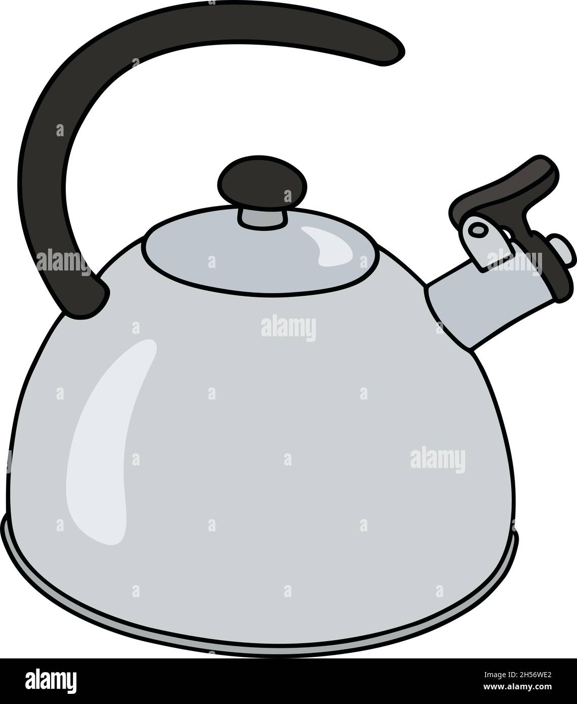 Hand drawing of a modern stainless steel kettle Stock Vector Image ...