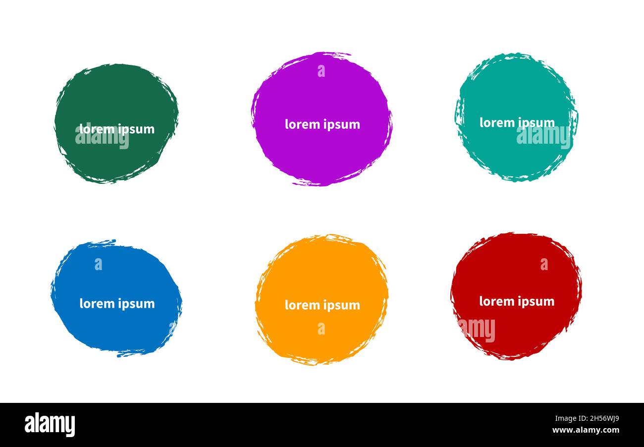 Set of round spots with watercolor texture isolated on white background ...