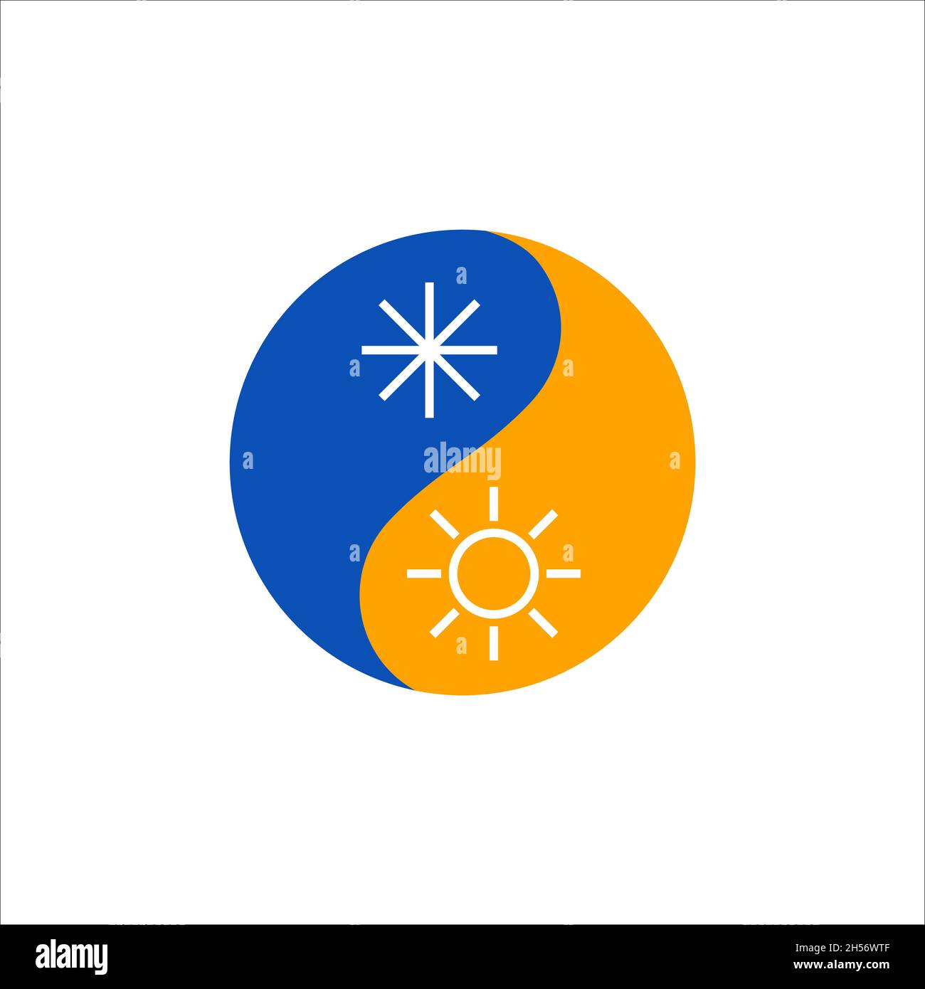 Snowflake and sun logo. Air conditioning icon. Weather sign. Heat and ...
