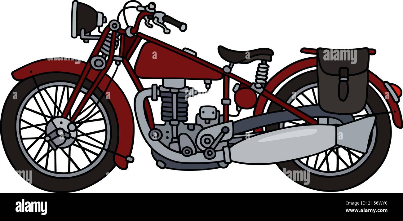 Hand drawing of a vintage red motorcycle Stock Vector Image & Art - Alamy