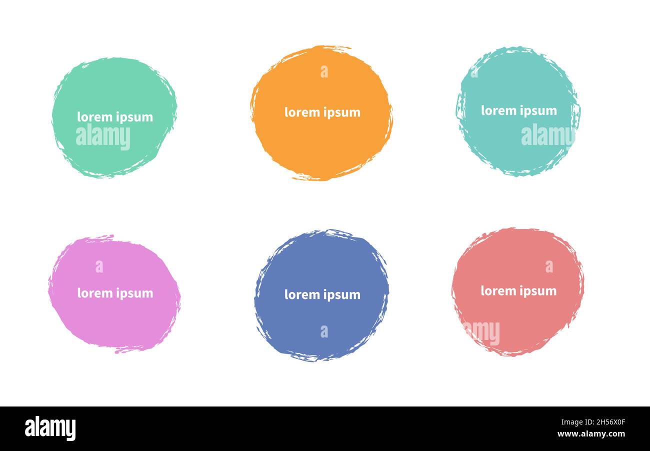Set of round spots with watercolor texture isolated on white background ...