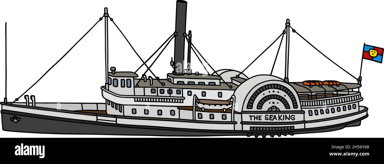 Hand drawing of a vintage paddle steamer Stock Vector Image & Art - Alamy