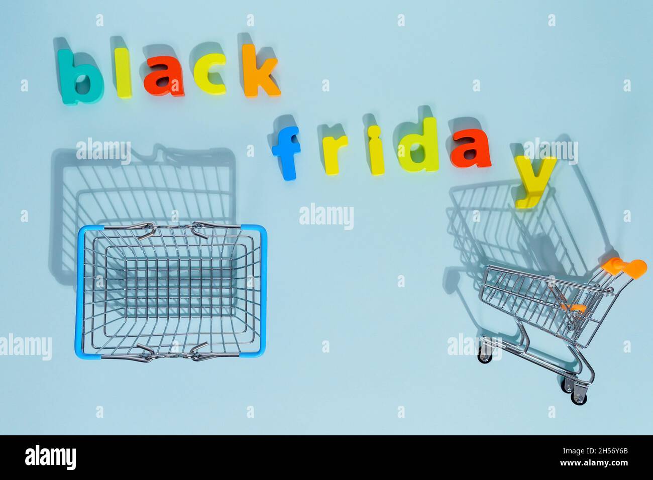 Inscription black Friday blue background low prices, discounts ...
