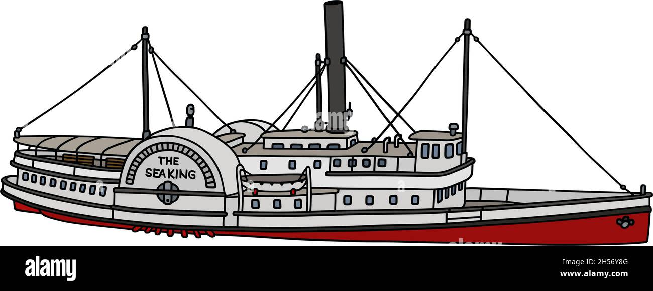 Hand drawing of a vintage paddle steamer Stock Vector Image & Art - Alamy