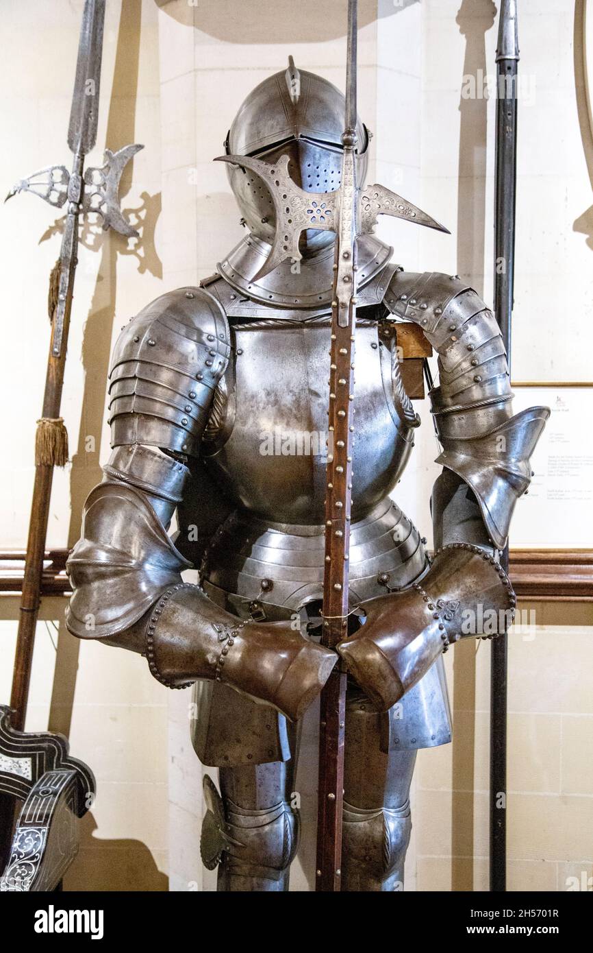 Medieval armour on display at Arundel Castle, West Sussex, UK Stock ...