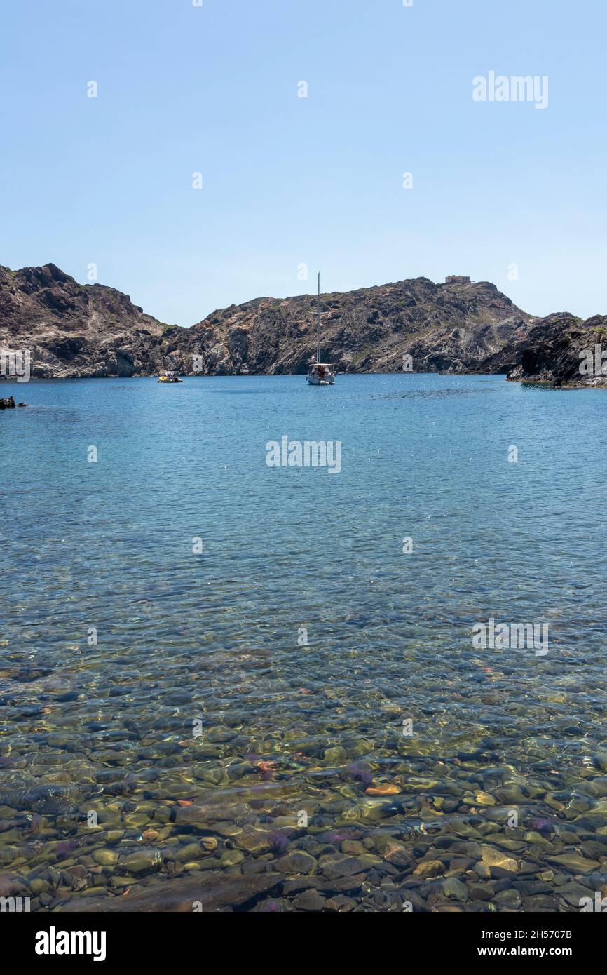 tourist boats in cap de creus on a sunny summer vacation day Stock ...