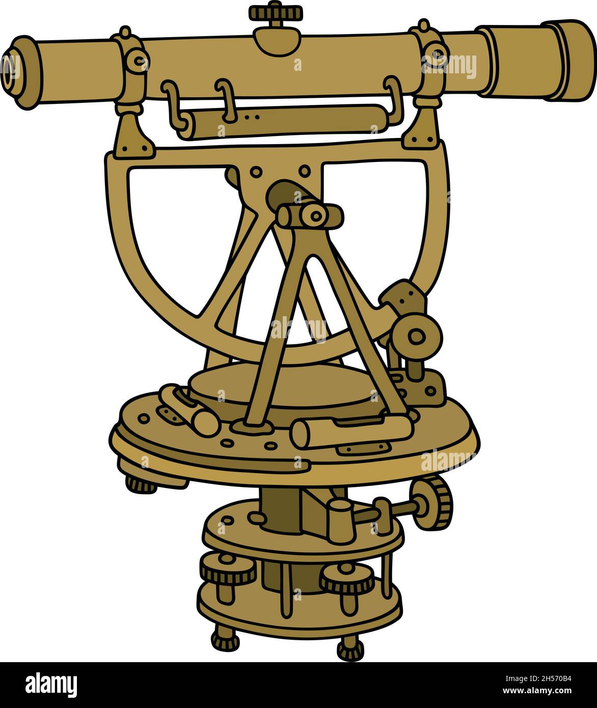 Hand drawing of a historical brass theodolite Stock Vector Image & Art ...