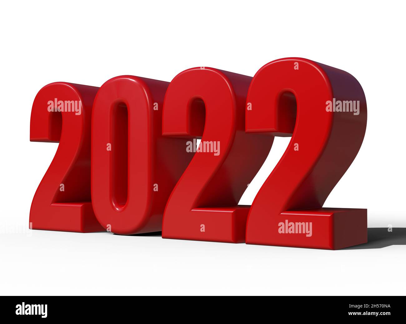 2022 3d illustration. Red 2022 new year text on white background Stock ...