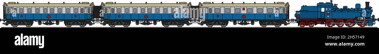 Hand drawing of a classic blue staem train Stock Vector Image & Art - Alamy