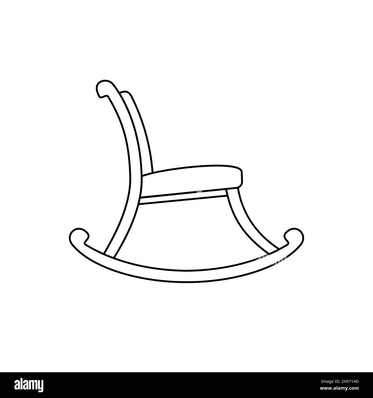 Cozy wooden rocking chair Icon. Outline retro Armchair isolated on ...