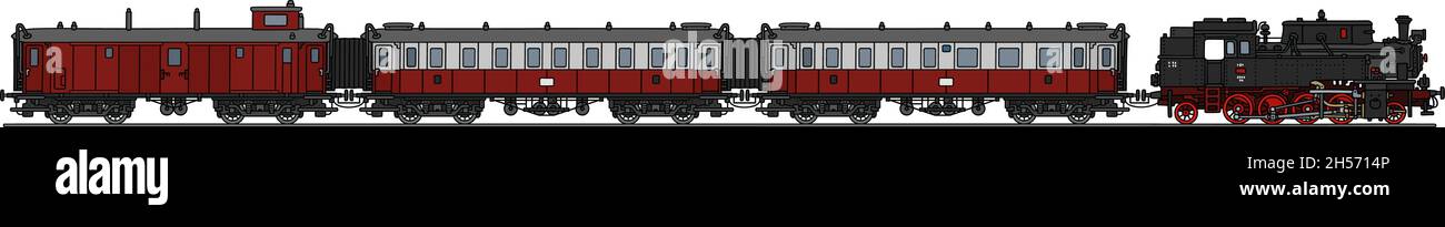 Hand drawing of a classic red steam train Stock Vector Image & Art - Alamy