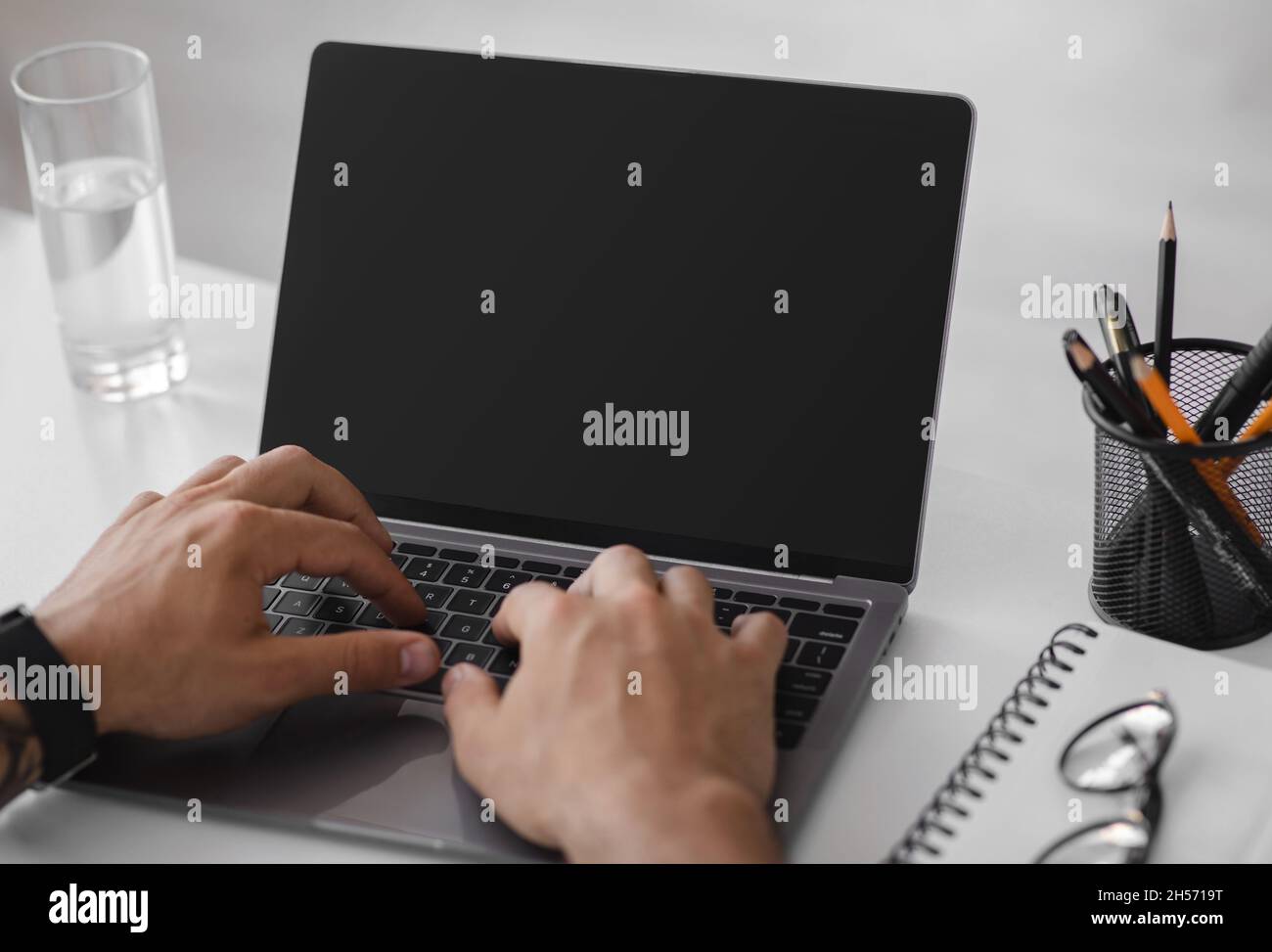 Workplace modern laptop blank hi-res stock photography and images - Alamy