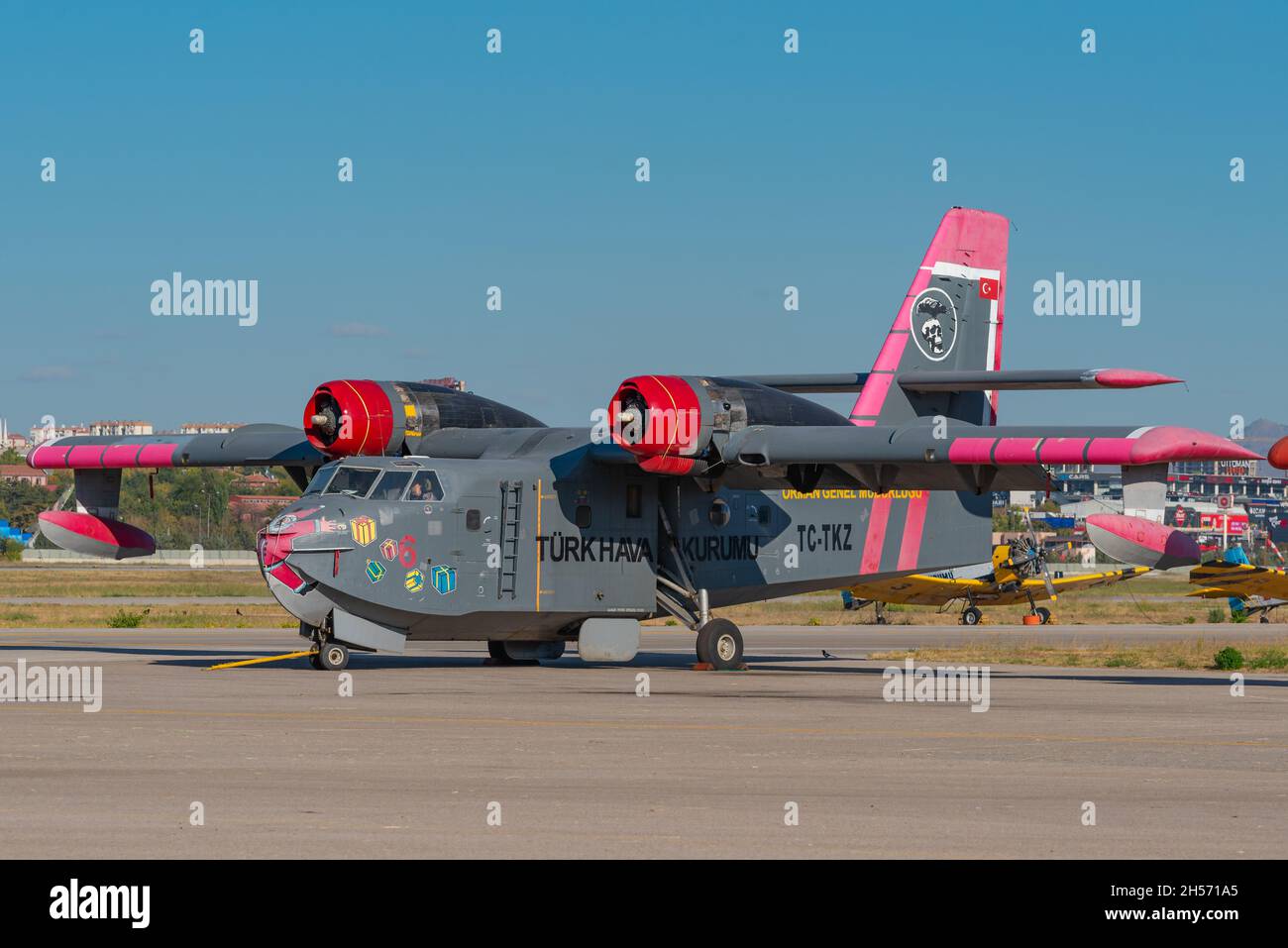 Ankara, Turkey - October 7 2021: Turkish fire fighting plane CL-215 ...