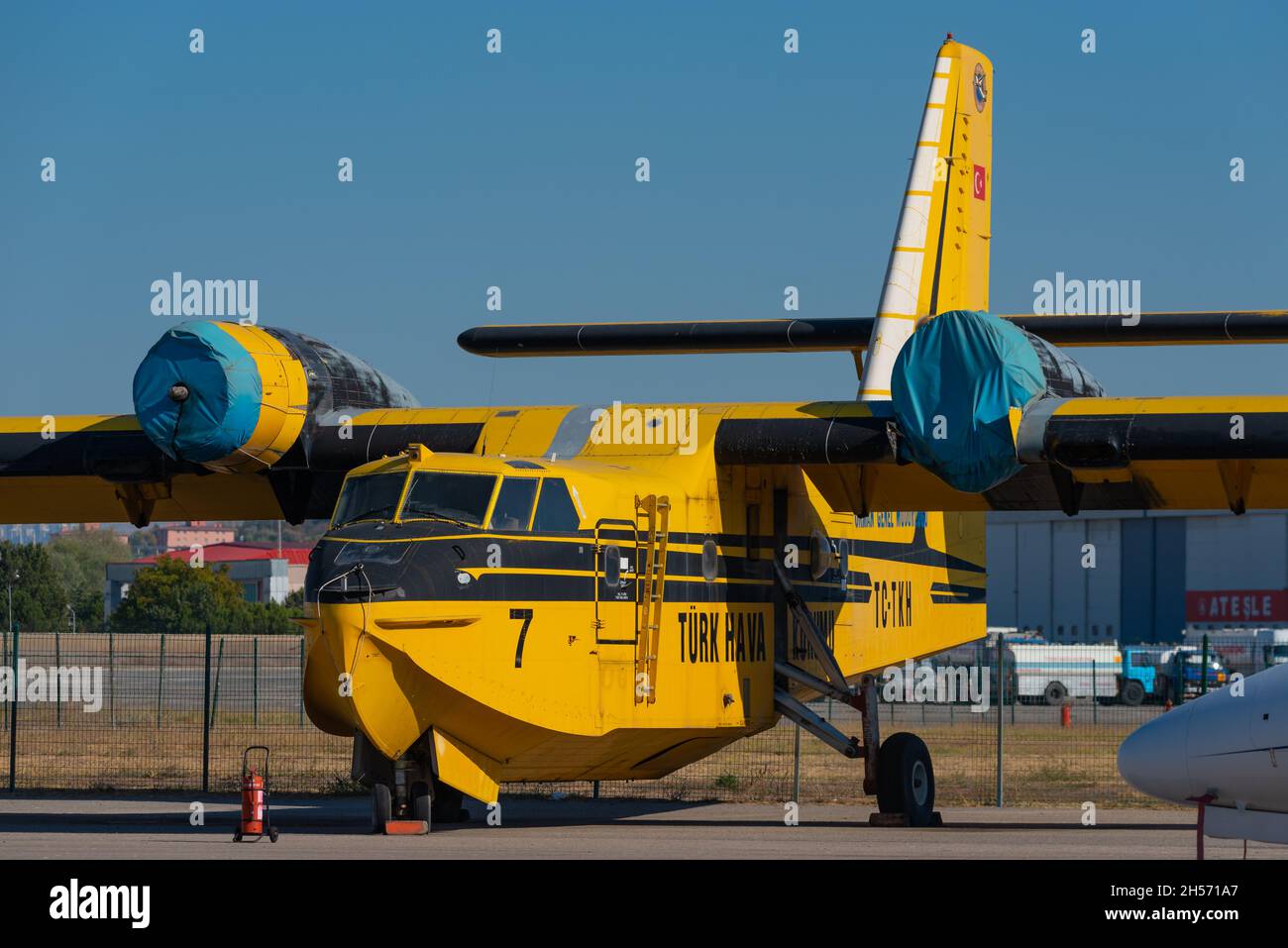 Ankara, Turkey - October 7 2021: Turkish fire fighting plane CL-215 ...