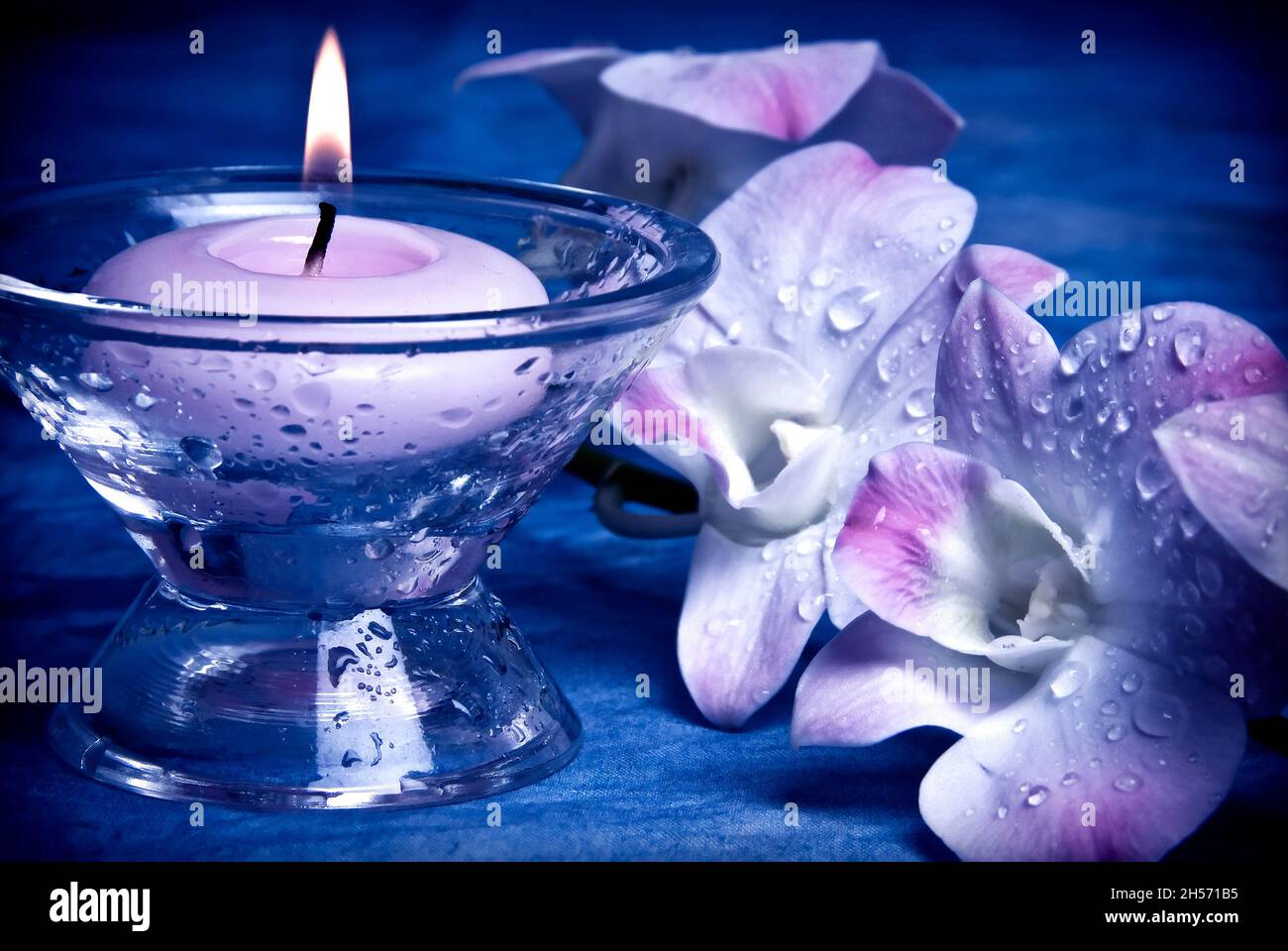 candle and flowers, mindfulness and relax concept Stock Photo - Alamy