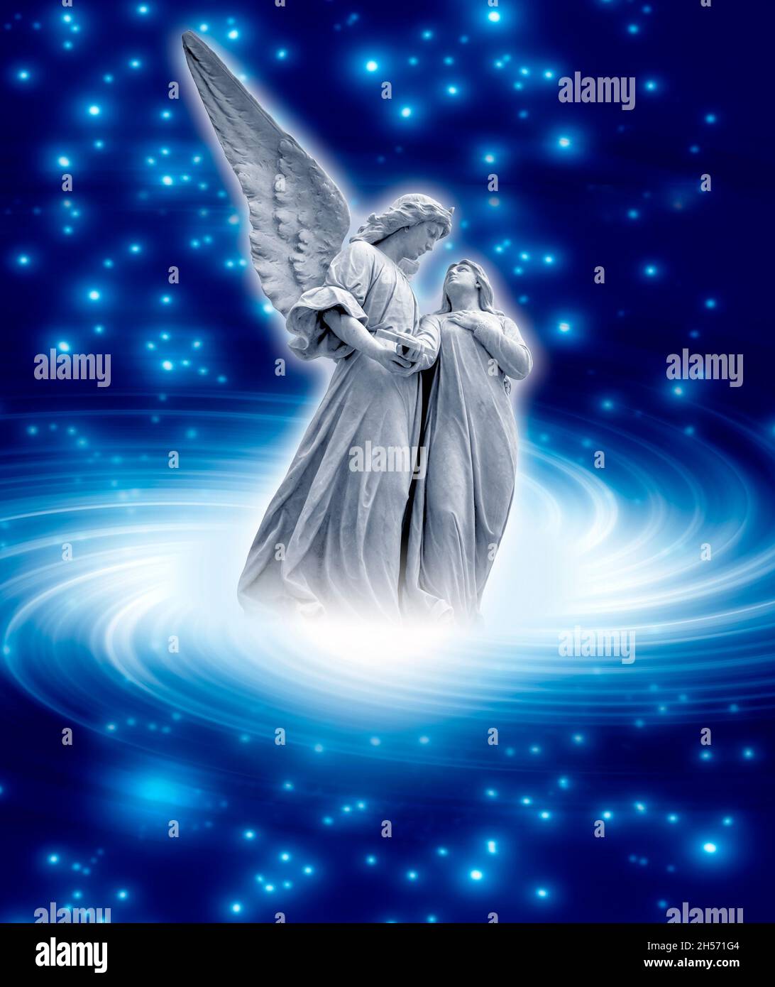 guardian angel with a woman in Light whirl aming stars like spiritual ...