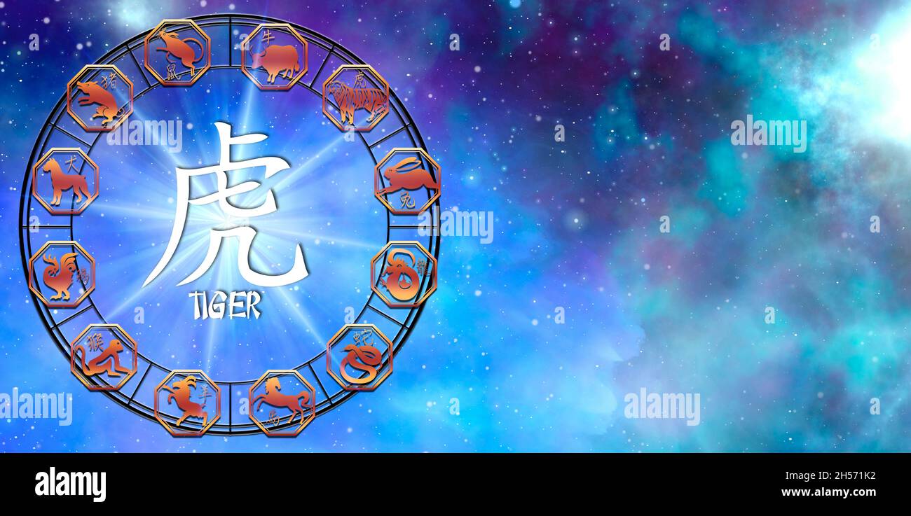 Chinese zodiac signs and year of the Tiger concept Stock Photo - Alamy