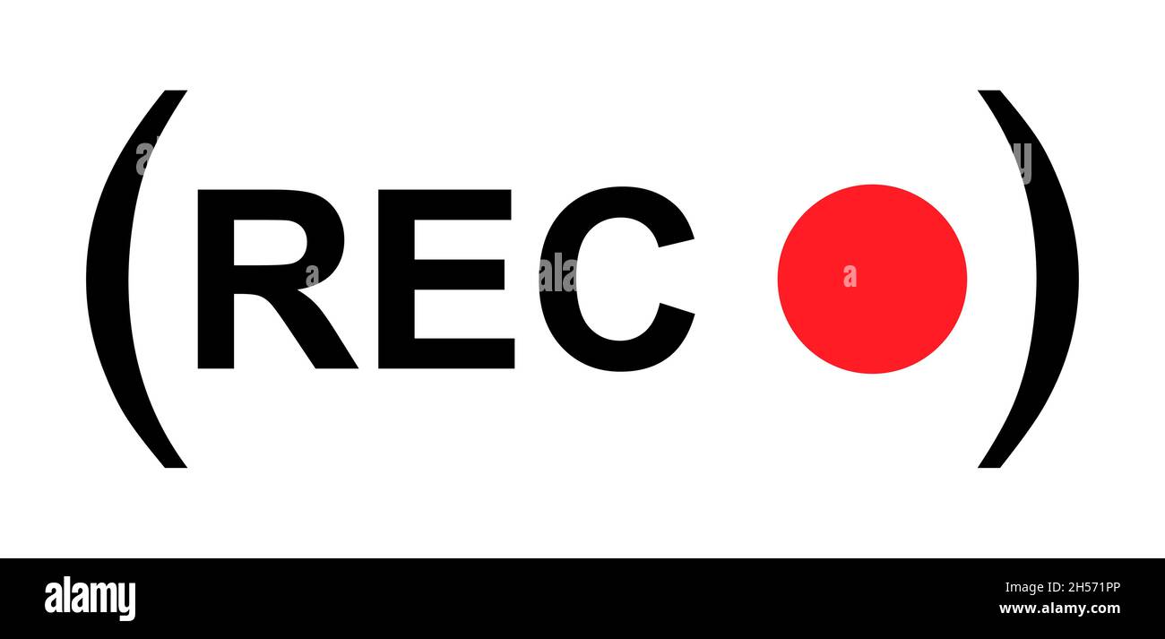 Recording sign button, red app panel, rec, vector symbol isolated on ...