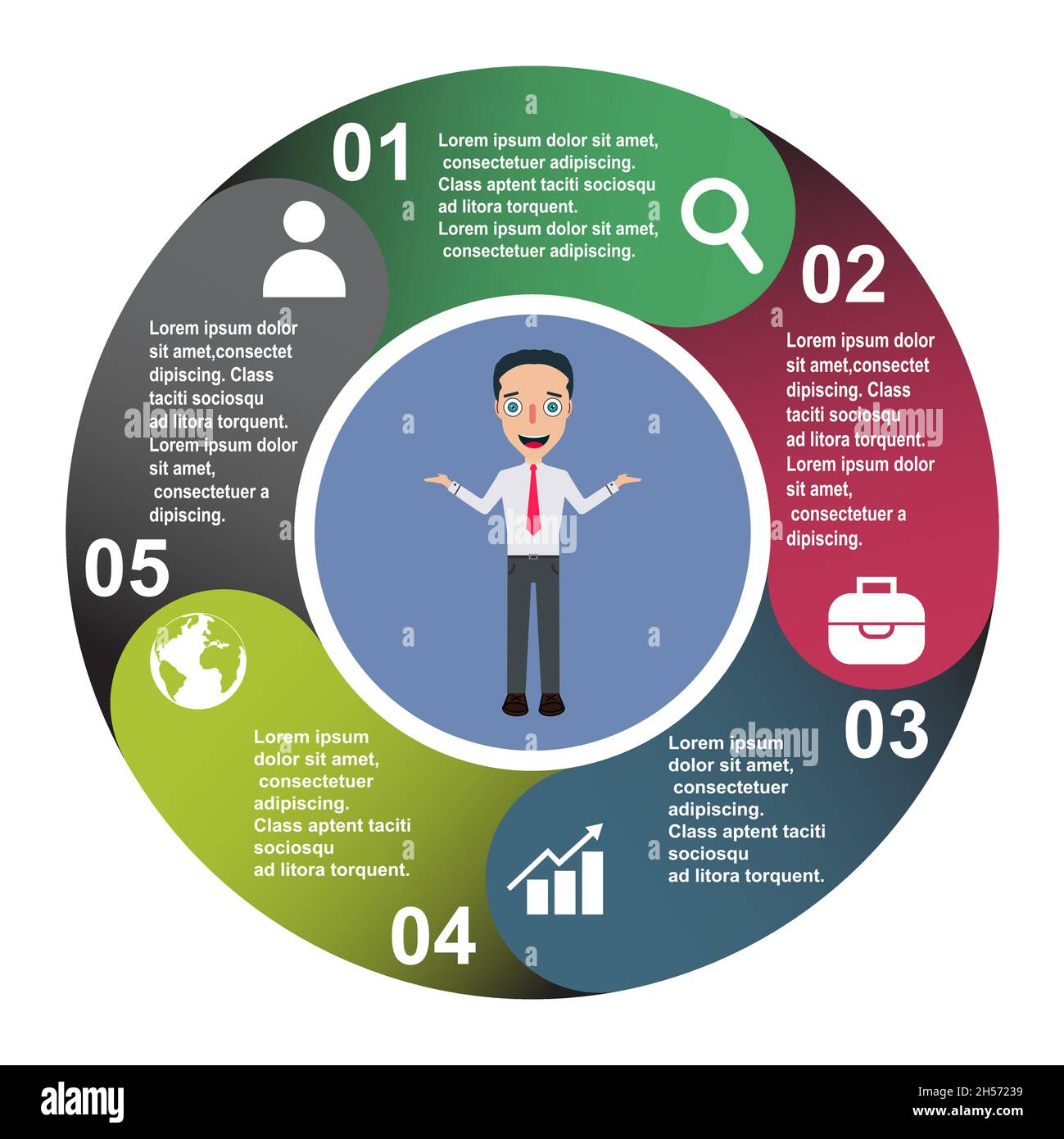 5 steps vector element in five colors with labels, infographic diagram ...