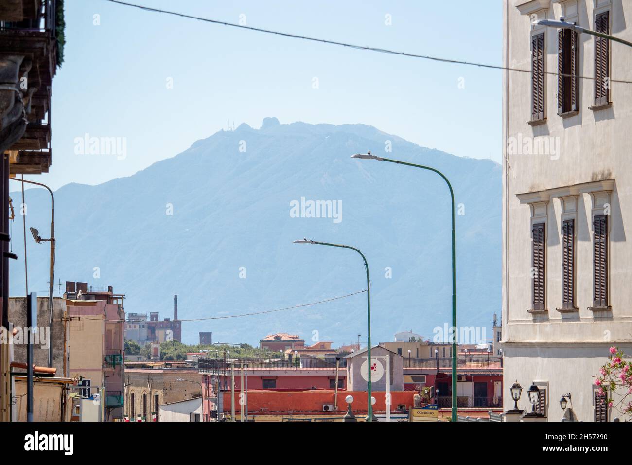 The Gulf of Naples with Mount Vesuvius before sunrise Stock Photo - Alamy