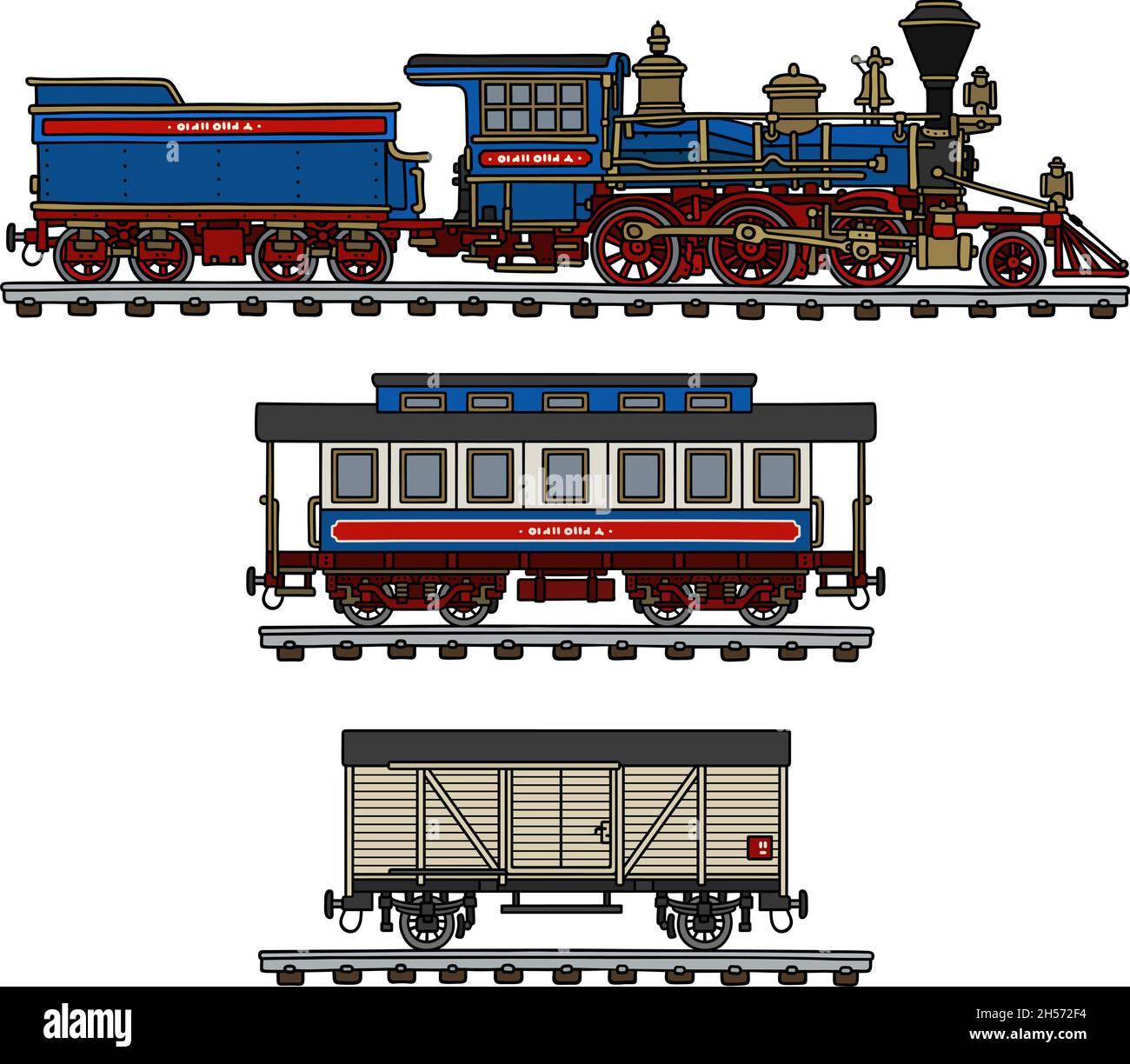 Hand drawing of a classic american steam train - not a real model Stock ...