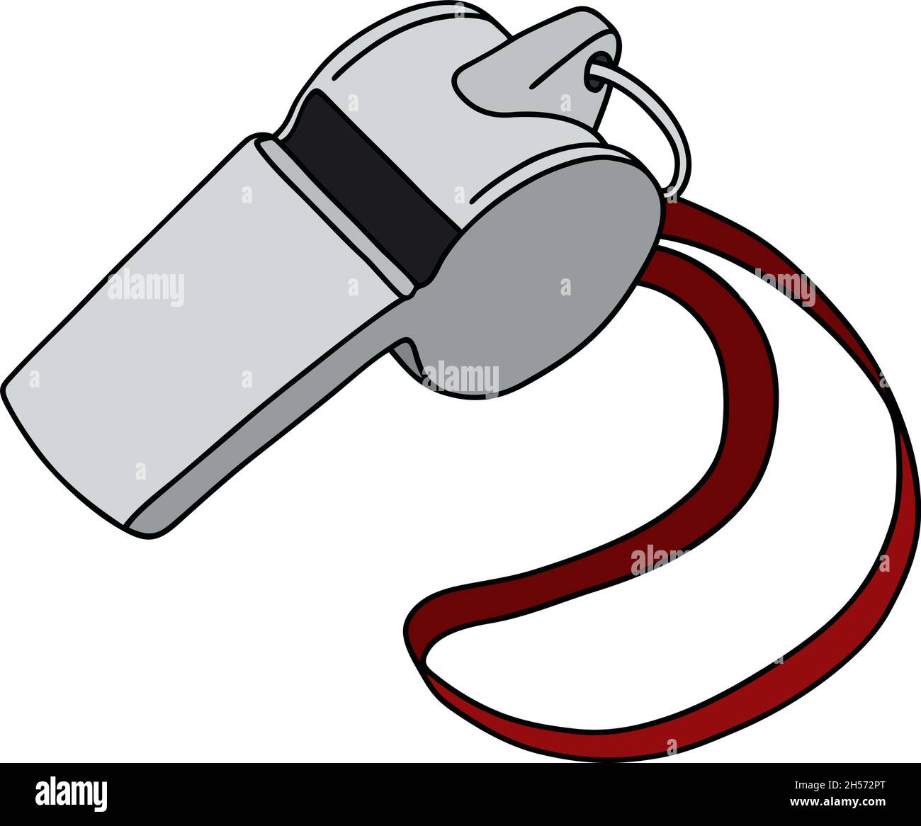 Hand drawing of a metal whistle with the red cord Stock Vector Image ...