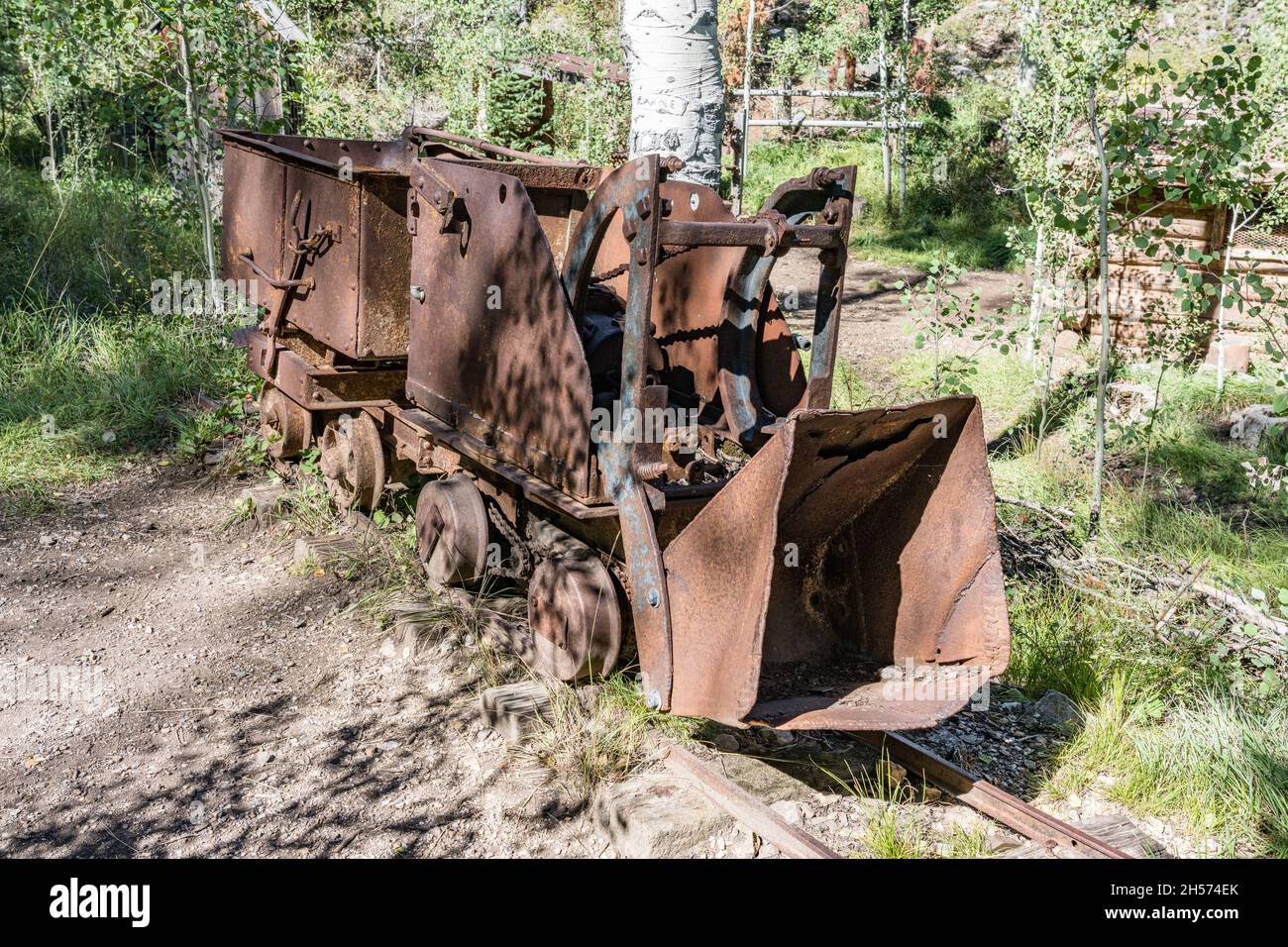 A vintage mucker or ore scoop in Miner's Park in Bullion Cayon in the ...
