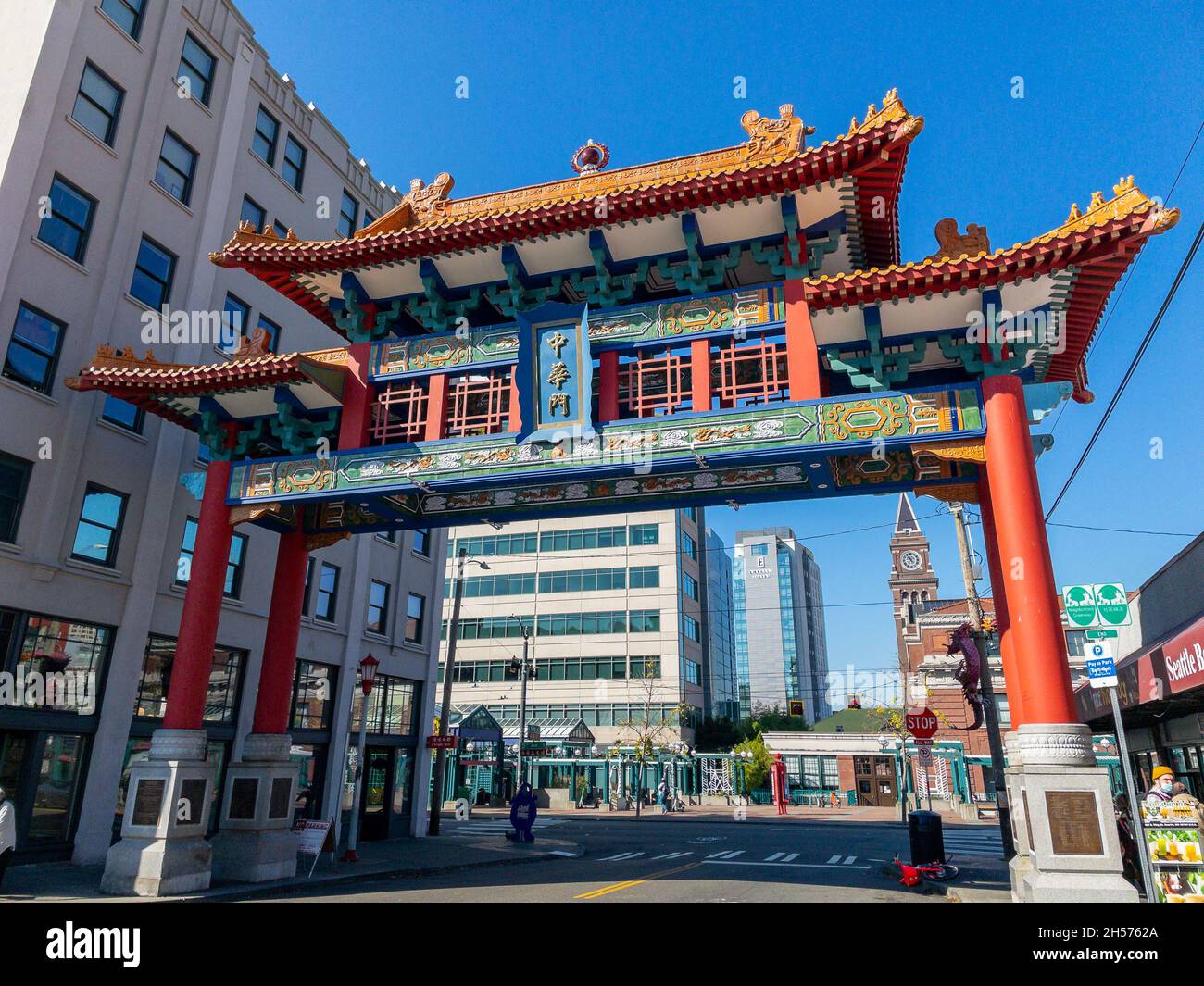 Seattle, WA - USA - Sept. 25, 2021: View of the Historic Chinatown Gate ...