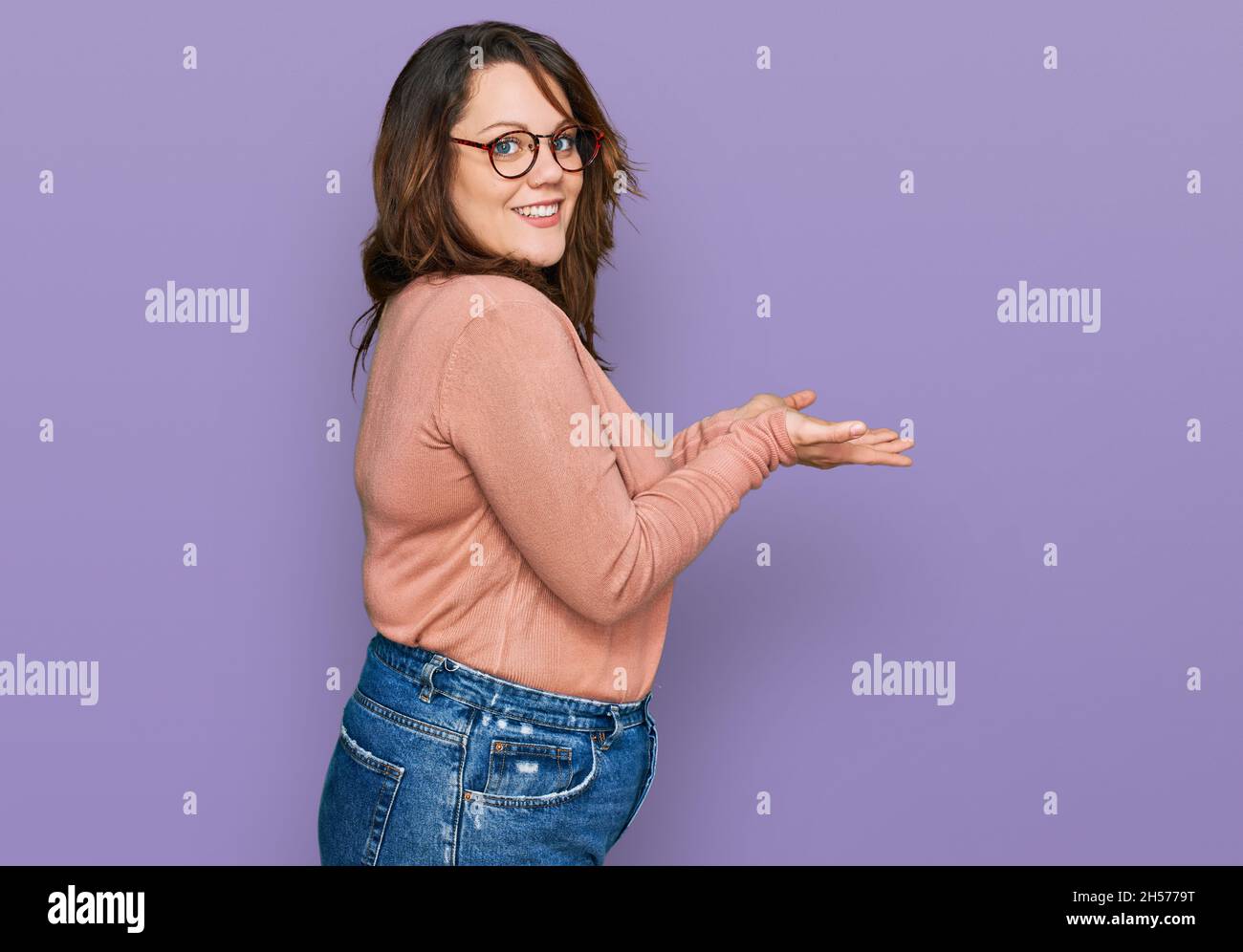 Fat woman showing hand palms hi-res stock photography and images - Alamy
