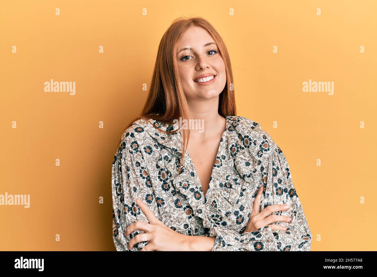 Young irish woman wearing casual clothes happy face smiling with ...