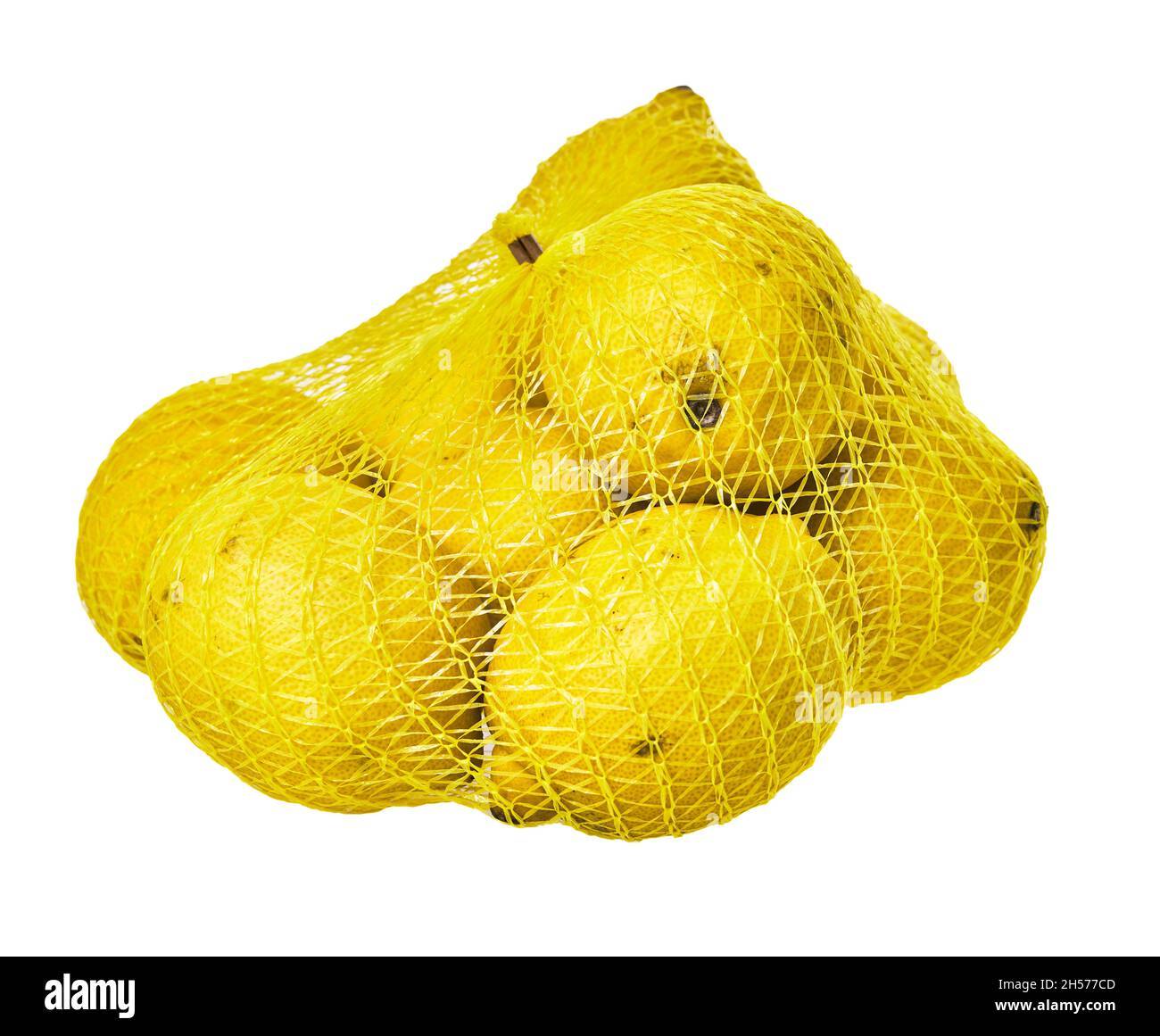 Mesh of lemons isolated on a white background Stock Photo - Alamy