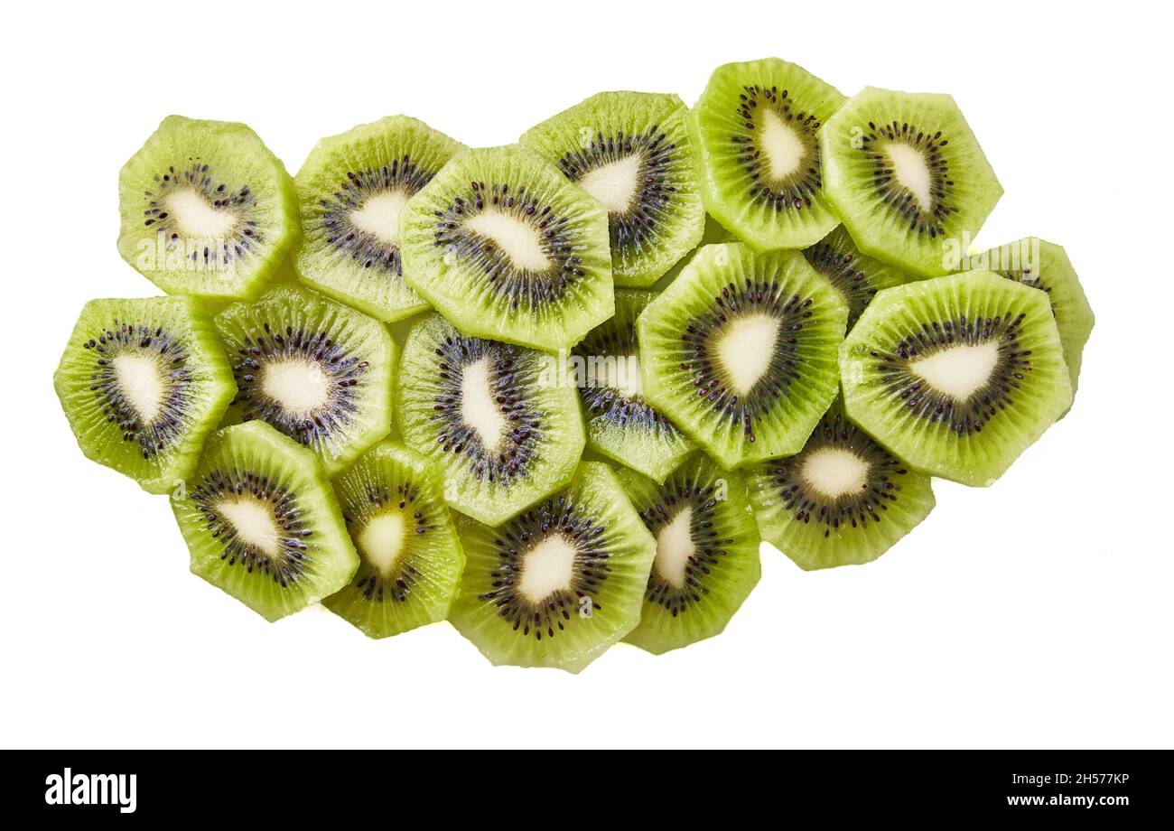 Slices of peeled kiwi isolated on a white background Stock Photo - Alamy