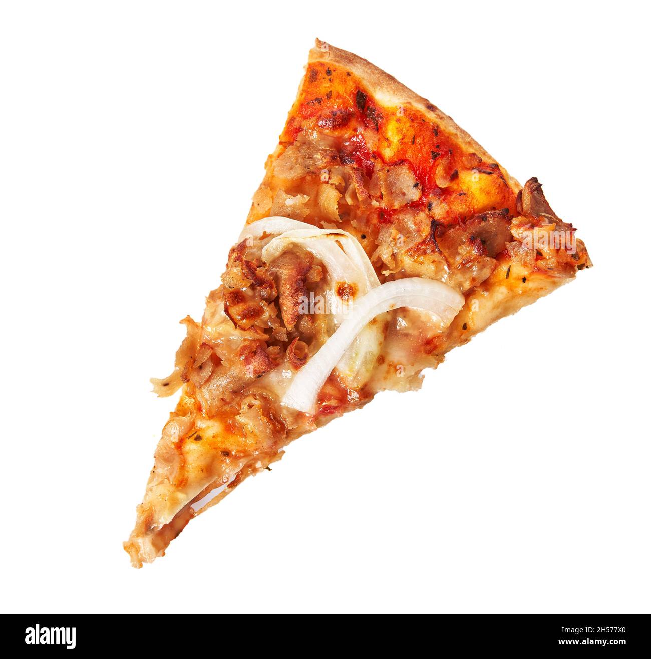 Slice of kebab italian pizza isolated on a white background Stock Photo ...