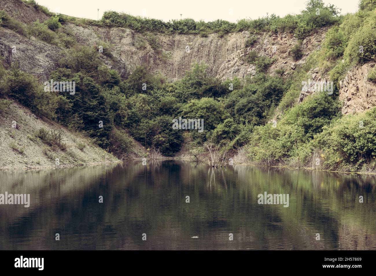 lake inside of a former sandstone quarry in Kielce Stock Photo - Alamy