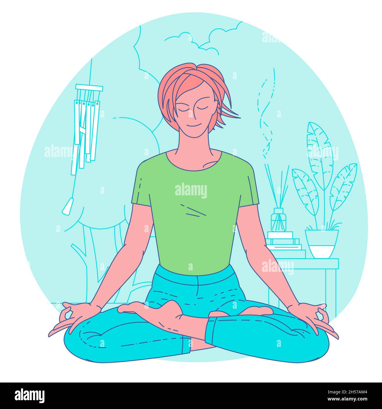 Yoga practice in tranquil Stock Vector Images - Alamy