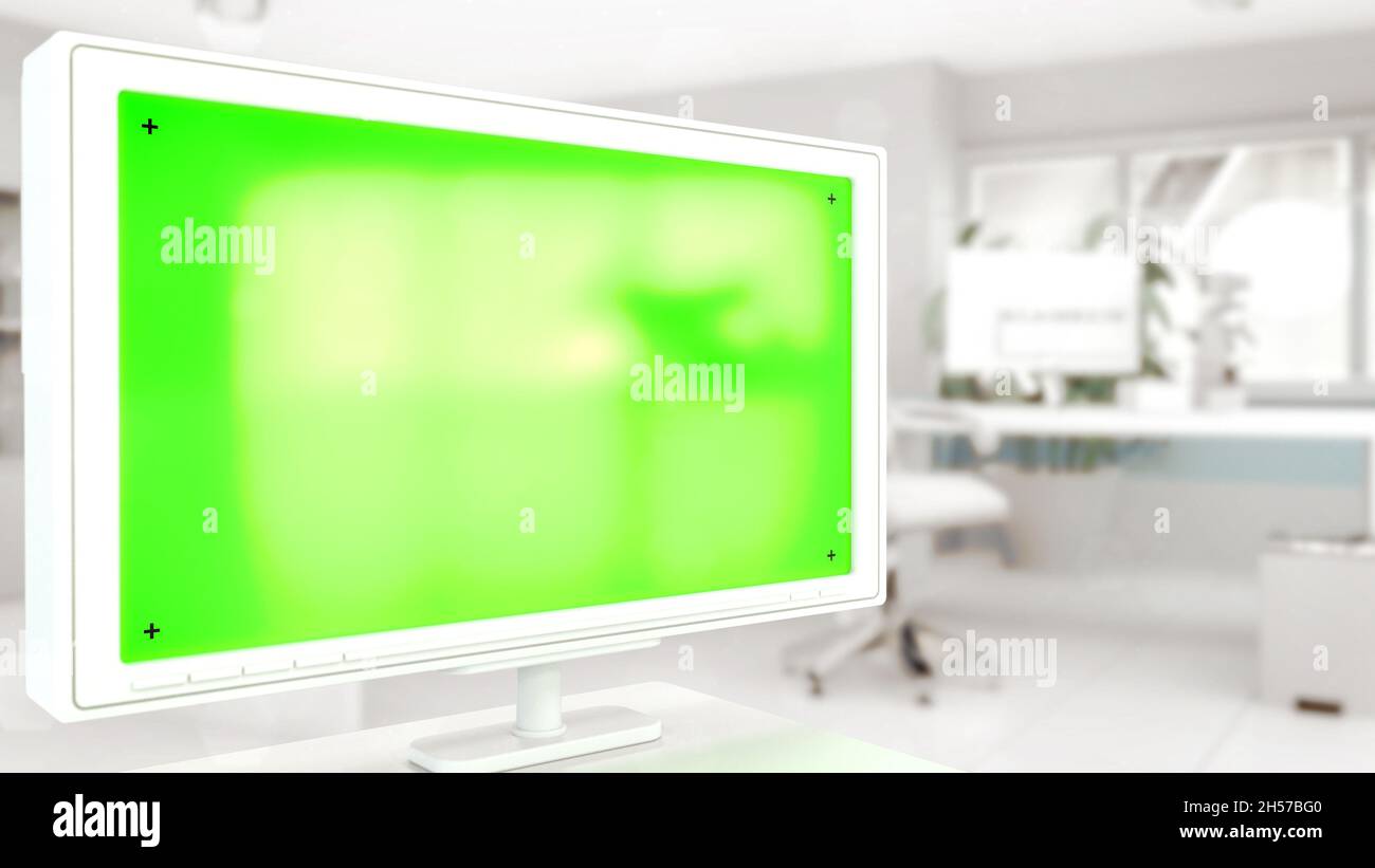 blank chroma key screen monitor - mockup with free space , cg object 3D ...