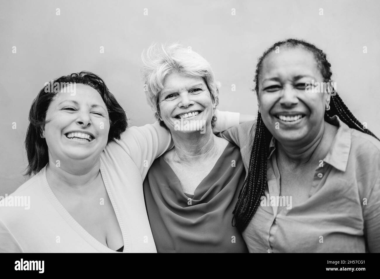 Group of elderly people diversity Black and White Stock Photos & Images ...