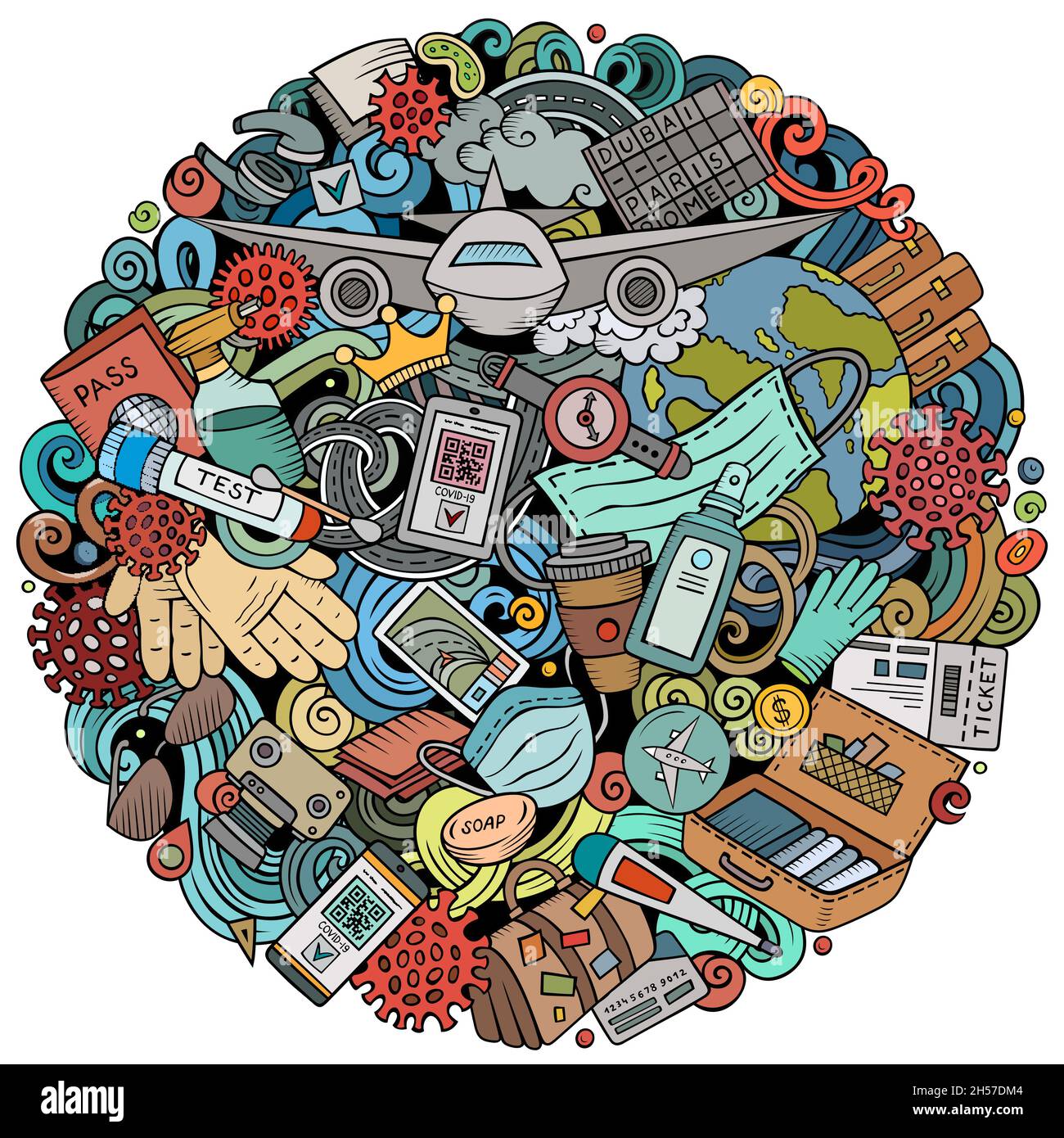 Travel planning cartoon vector doodles illustration. Traveling design ...