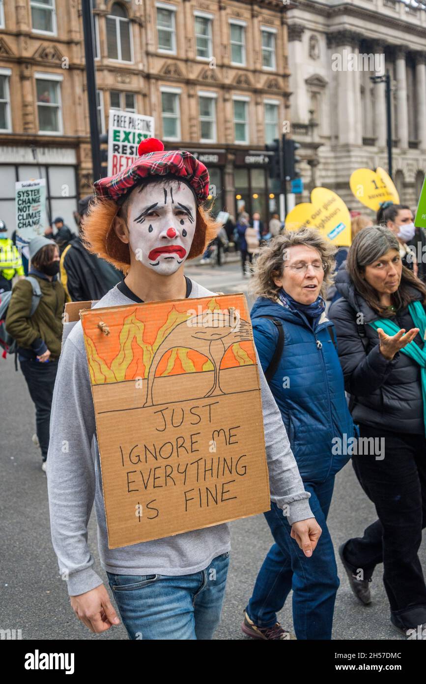 Sad face clown, Global Day of Action for Climate Justice demonstration ...