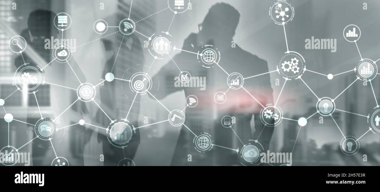 Workflow organisation structure on virtual screen. Business structure ...