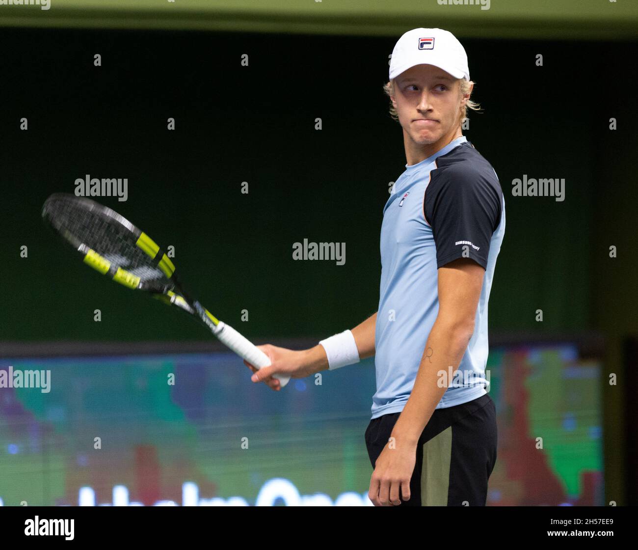 Leo Borg, son of former Swedish tennis legend Bjorn Borg, play against ...